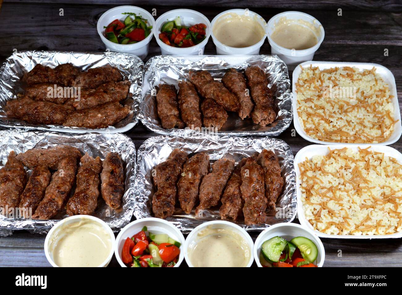 Arabic cuisine traditional food beef Kofta, kufta shish, minced meat ...