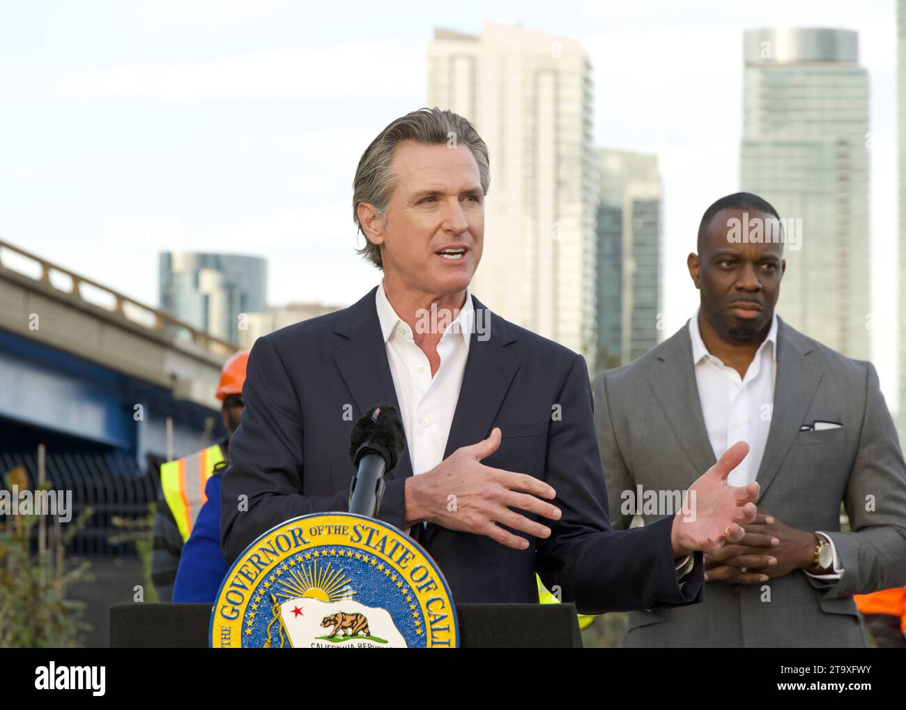 San Francisco, CA - Nov 9, 2023: Governor Gavin Newsom speaking about ...
