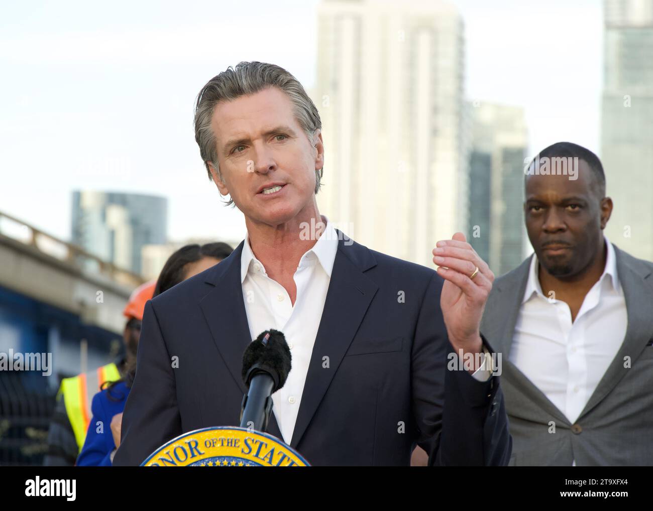 San Francisco, CA - Nov 9, 2023: Governor Gavin Newsom speaking about ...