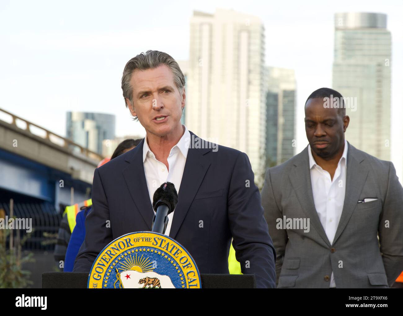 San Francisco, CA - Nov 9, 2023: Governor Gavin Newsom speaking about ...
