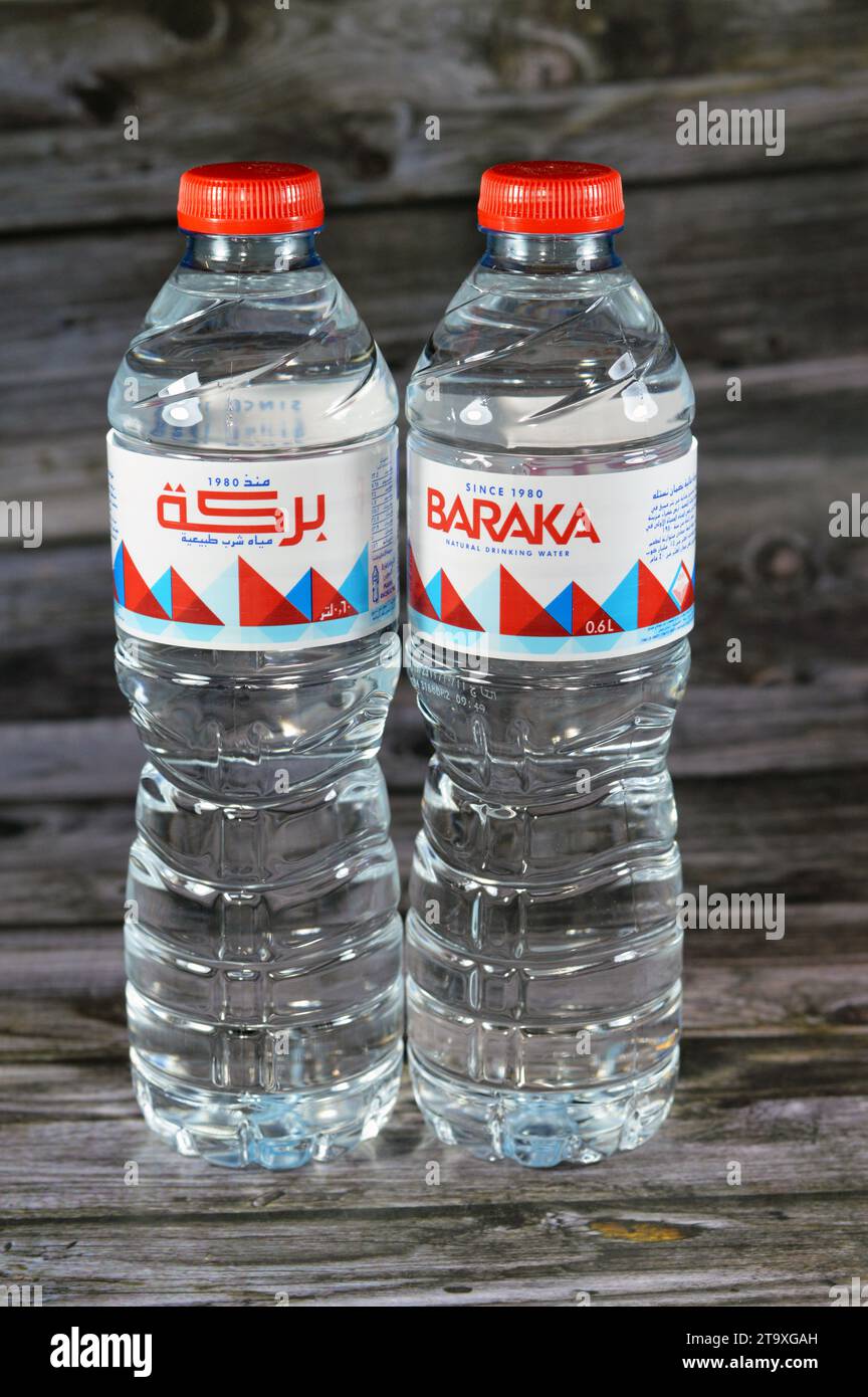 Cairo, Egypt, October 15 2023: Baraka natural drinking mineral water ...