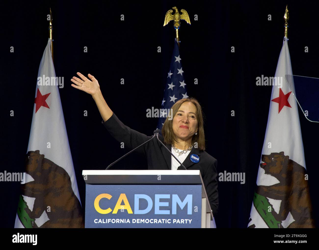 Sacramento, CA - Nov 18, 2023: Eleni Kounalakis speaking at the CADEM ...