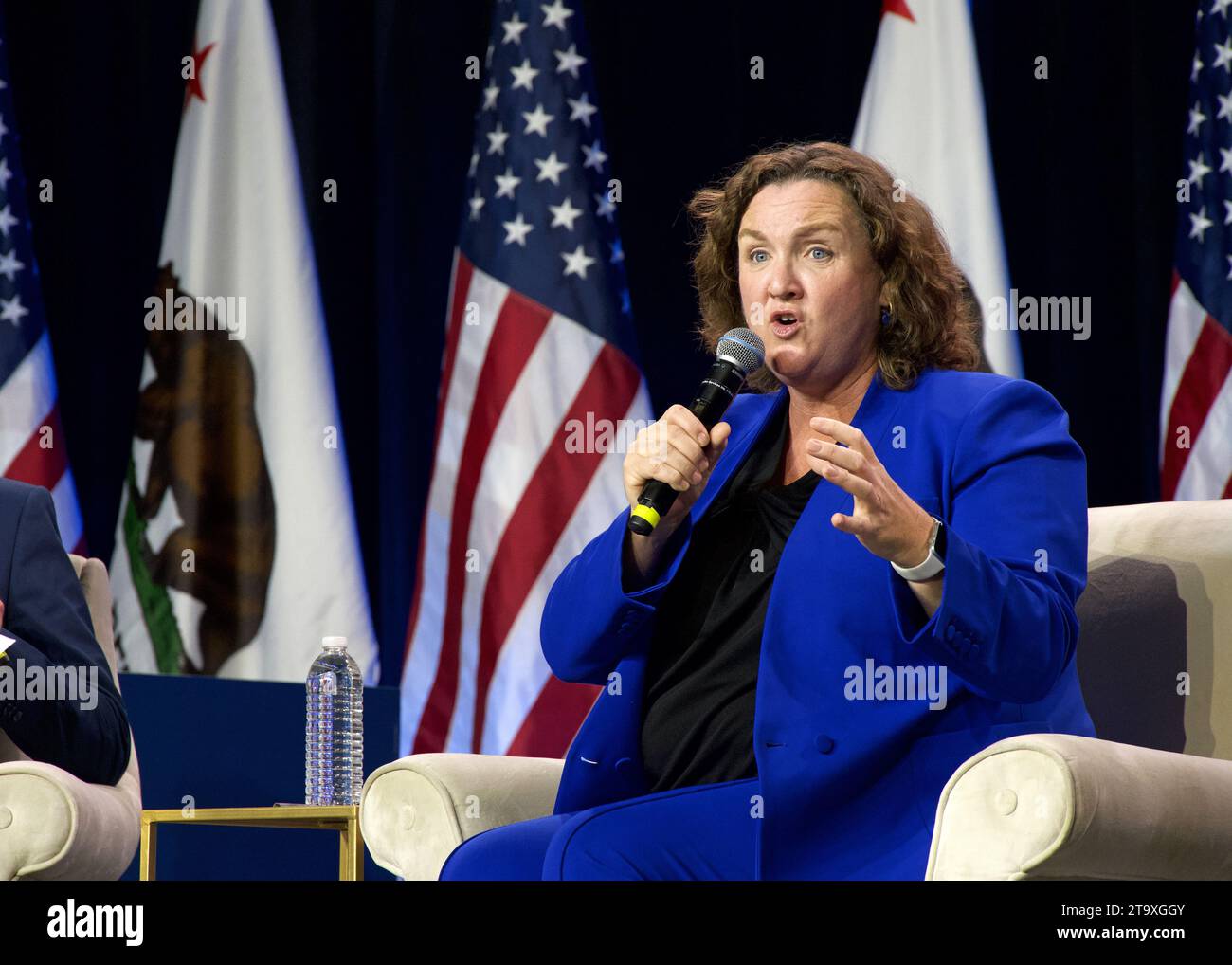Sacramento, CA - Nov 18, 2023: Katie Porter speaking at the CADEM ... Sacramento, CA - Nov 18, 2023: Katie Porter speaking at the CADEM ...