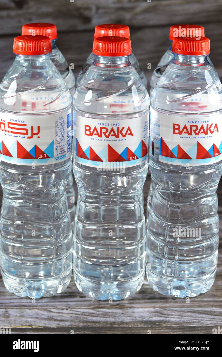 Cairo, Egypt, October 15 2023: Baraka natural drinking mineral water ...