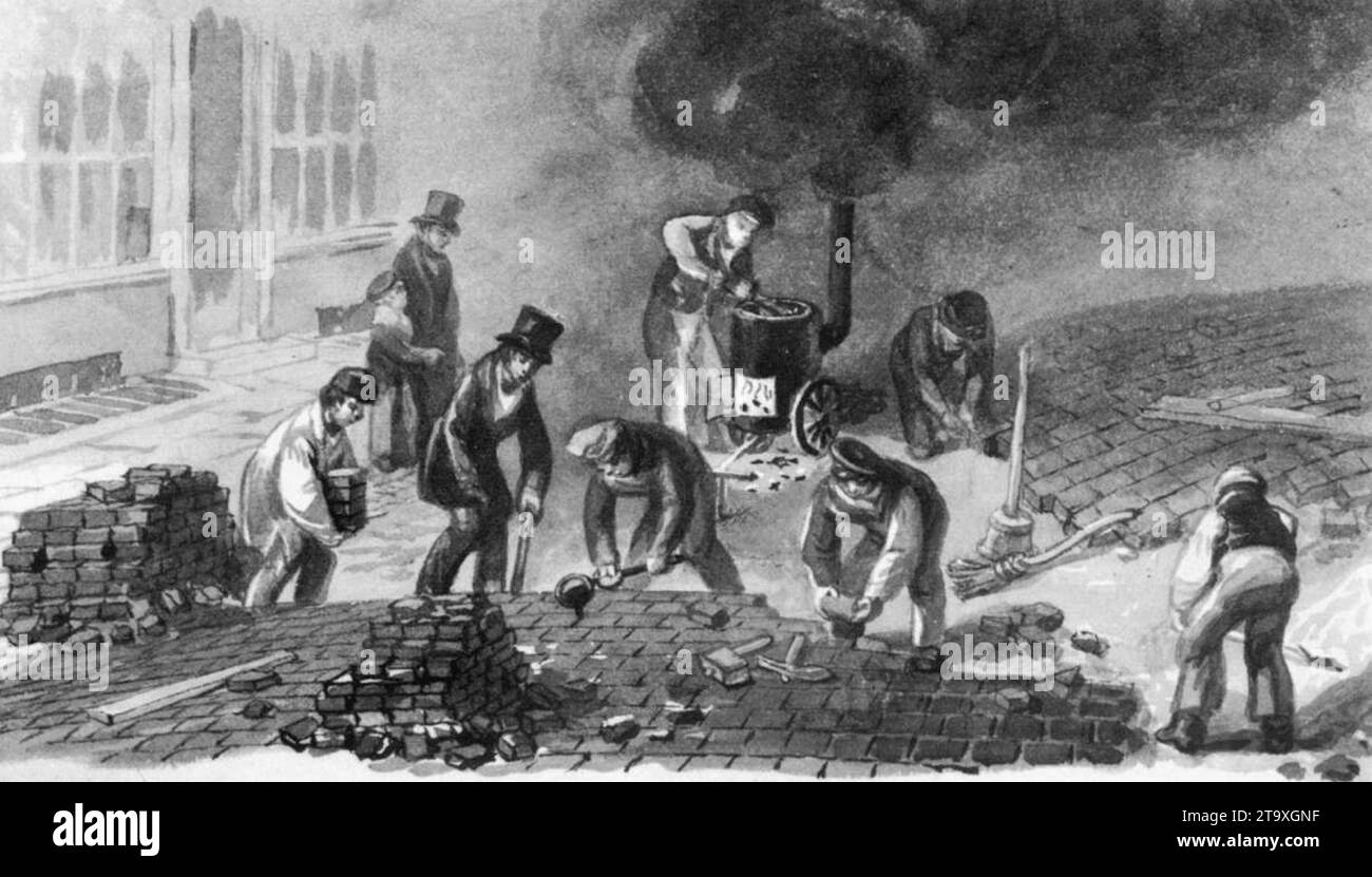 The Roadmenders 1838 by George Scharf Stock Photo - Alamy