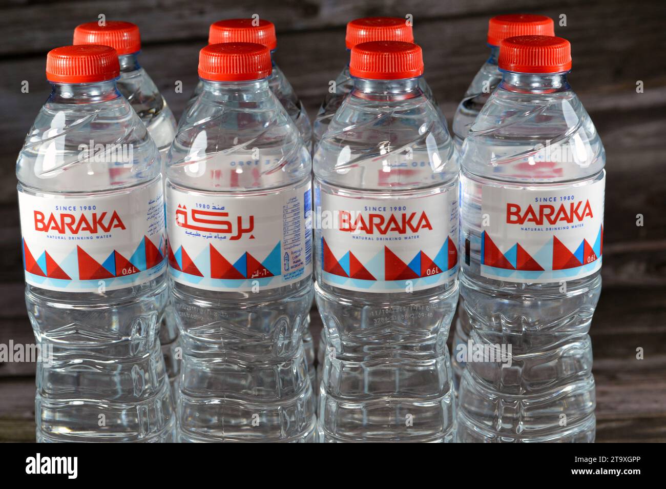 Cairo, Egypt, October 15 2023: Baraka natural drinking mineral water ...
