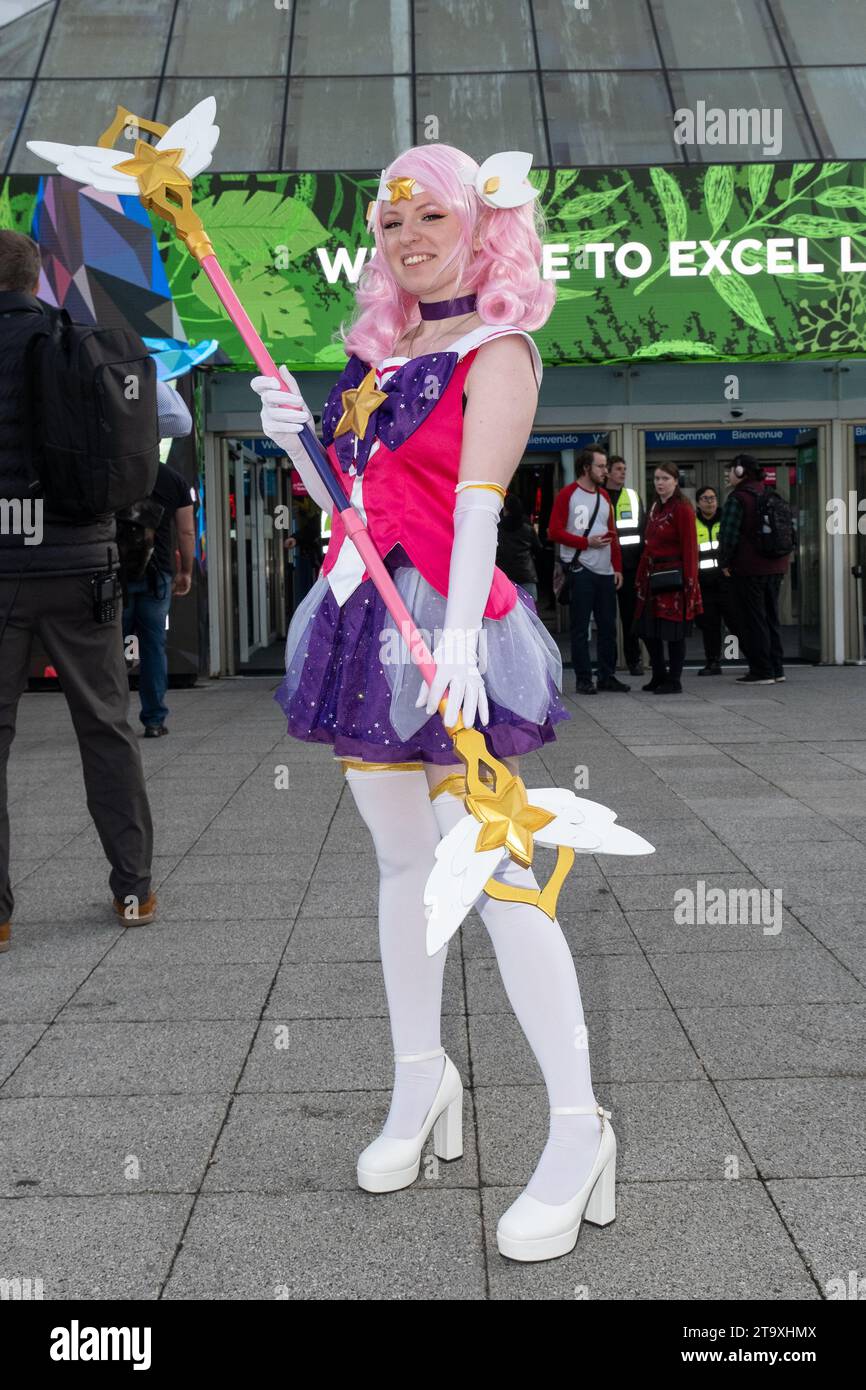 Cosplayers attend the first day of MCM Comic Con London at the ExCeL ...