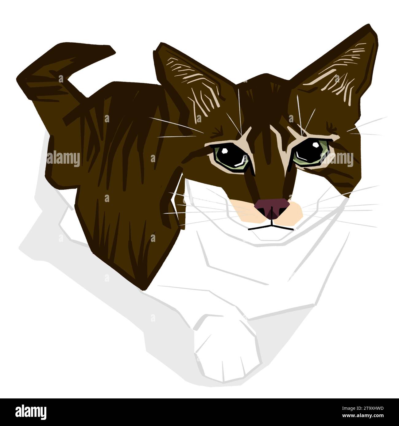Geometric cat lying down looking front illustration Stock Photo - Alamy Geometric cat lying down looking front illustration Stock Photo - Alamy