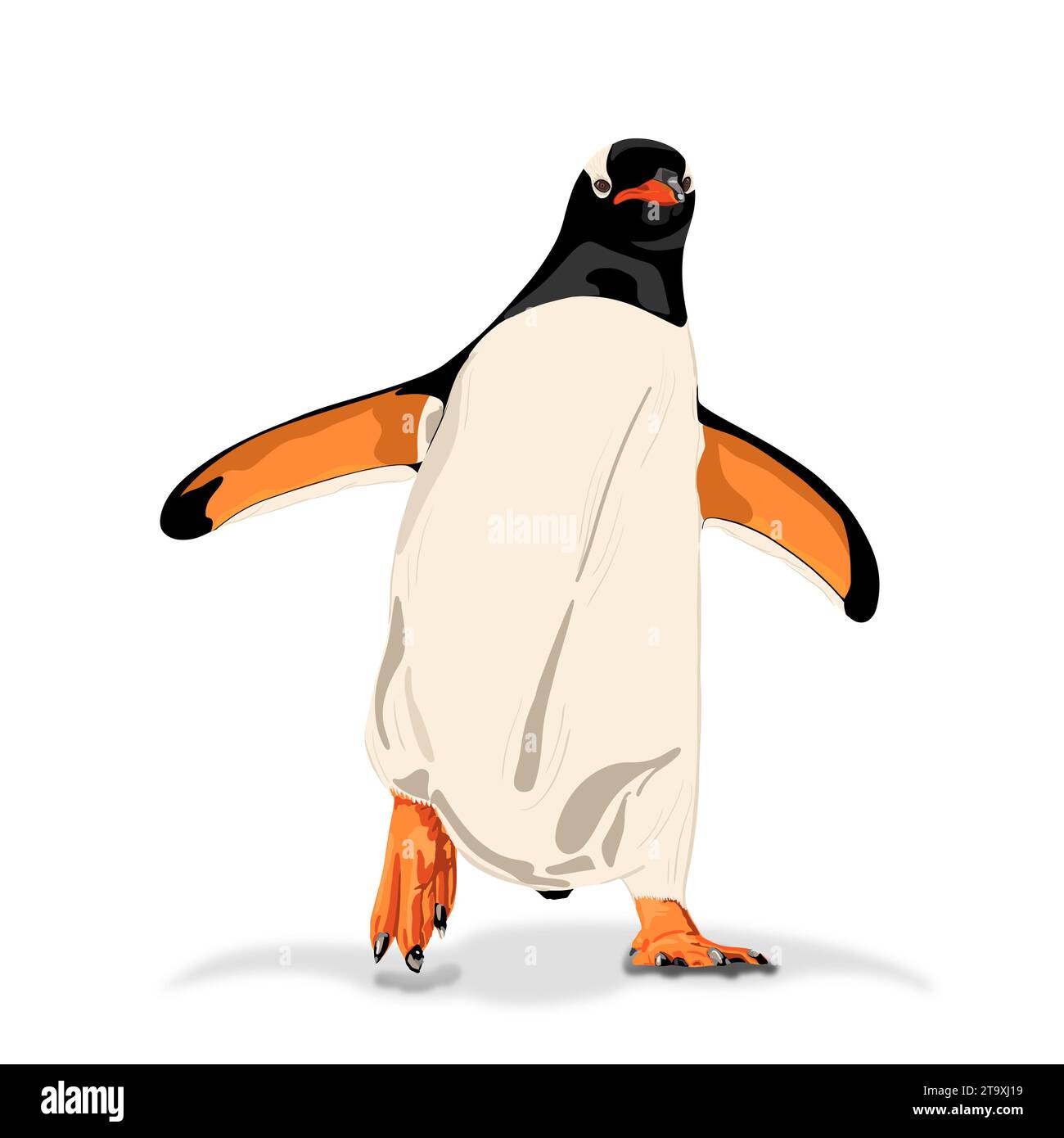 Cute penguin walking on white background illustration Stock Photo - Alamy
