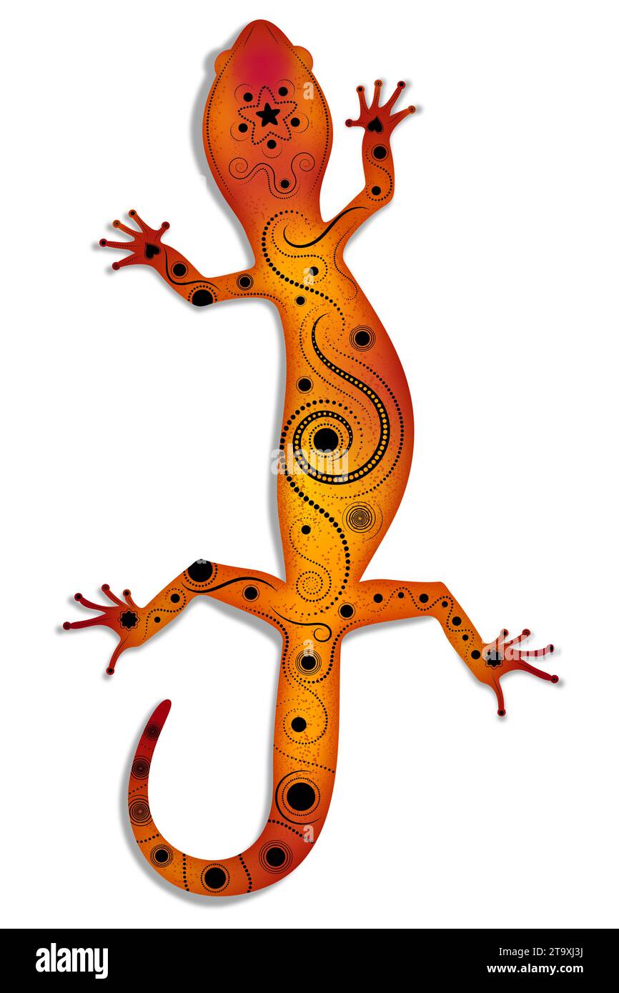 Beautiful patterned lizard walking illustration Stock Photo - Alamy