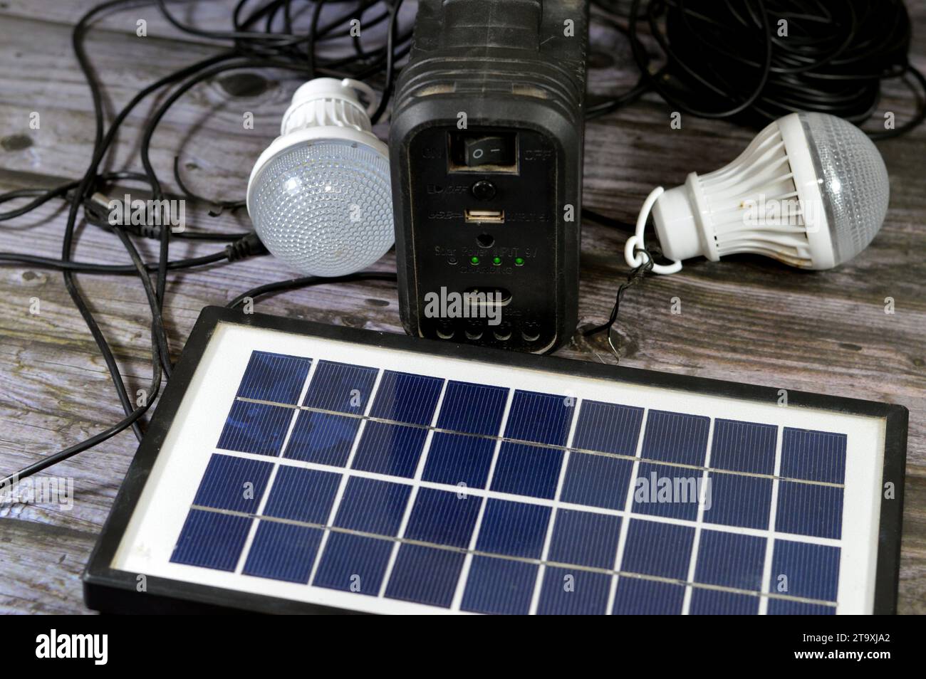 A multi purpose battery charged with a solar panel, a device that ...