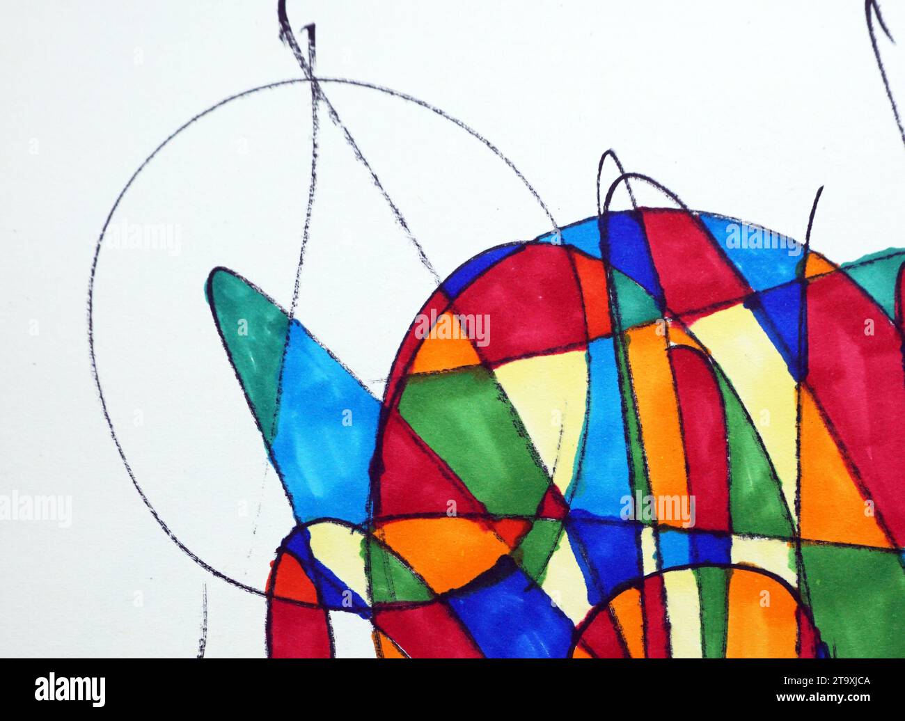 Art Drawing Abstract copic marker geometric shape Stock Photo - Alamy