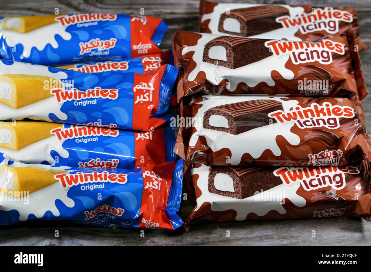 Cairo, Egypt, November 4 2023: Twinkies original and Icing, Twinkie is ...