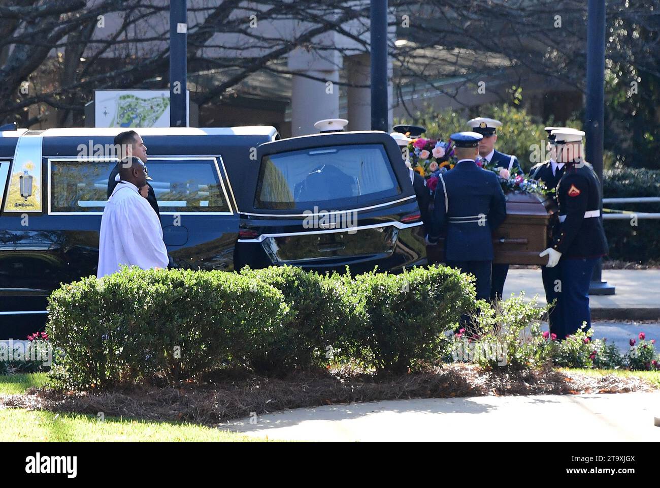 New York, United States. 27th Nov, 2023. The casket with the remains of ...