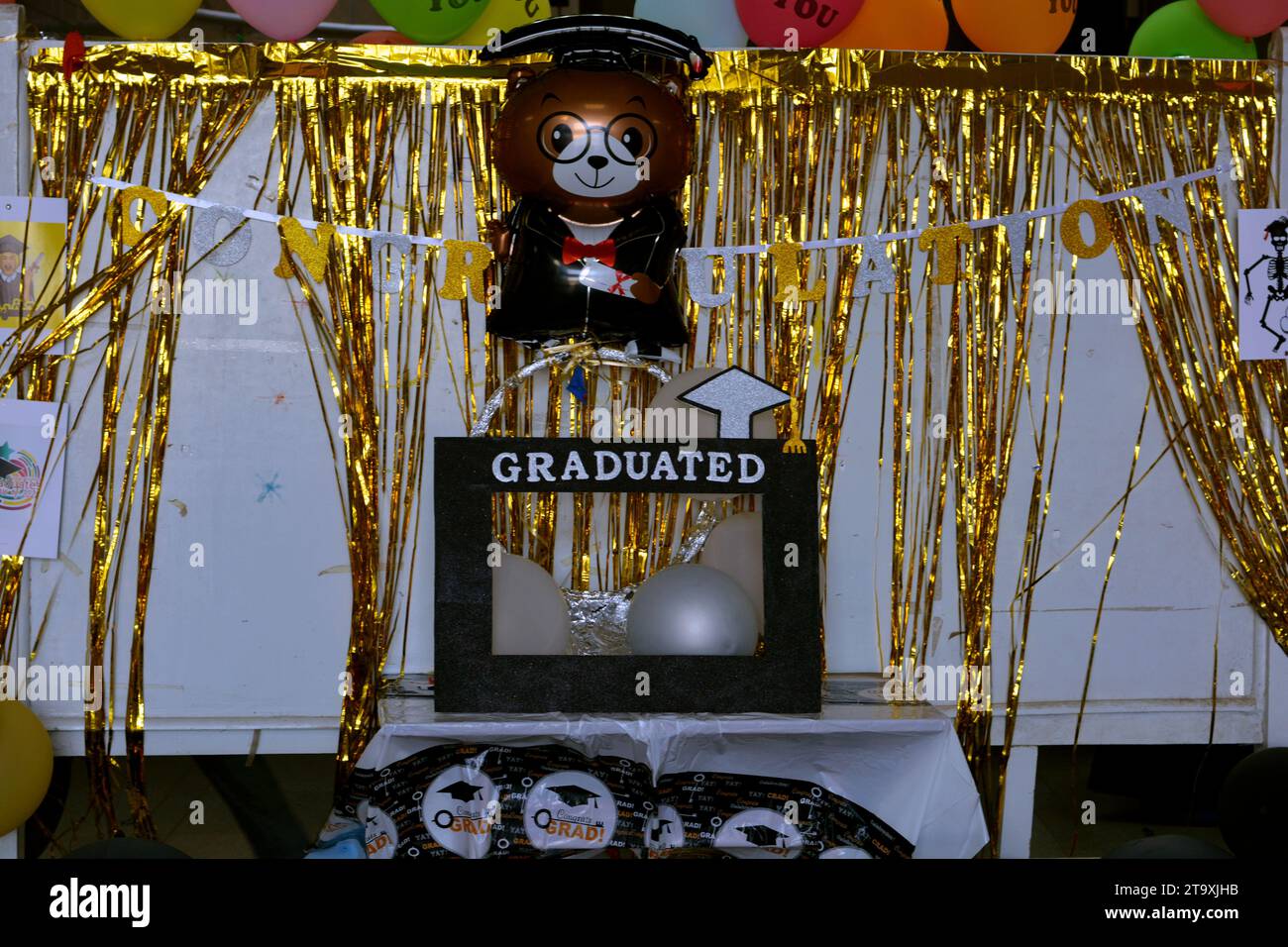 Cairo, Egypt, July 11 2021: preparations for a graduation party ...