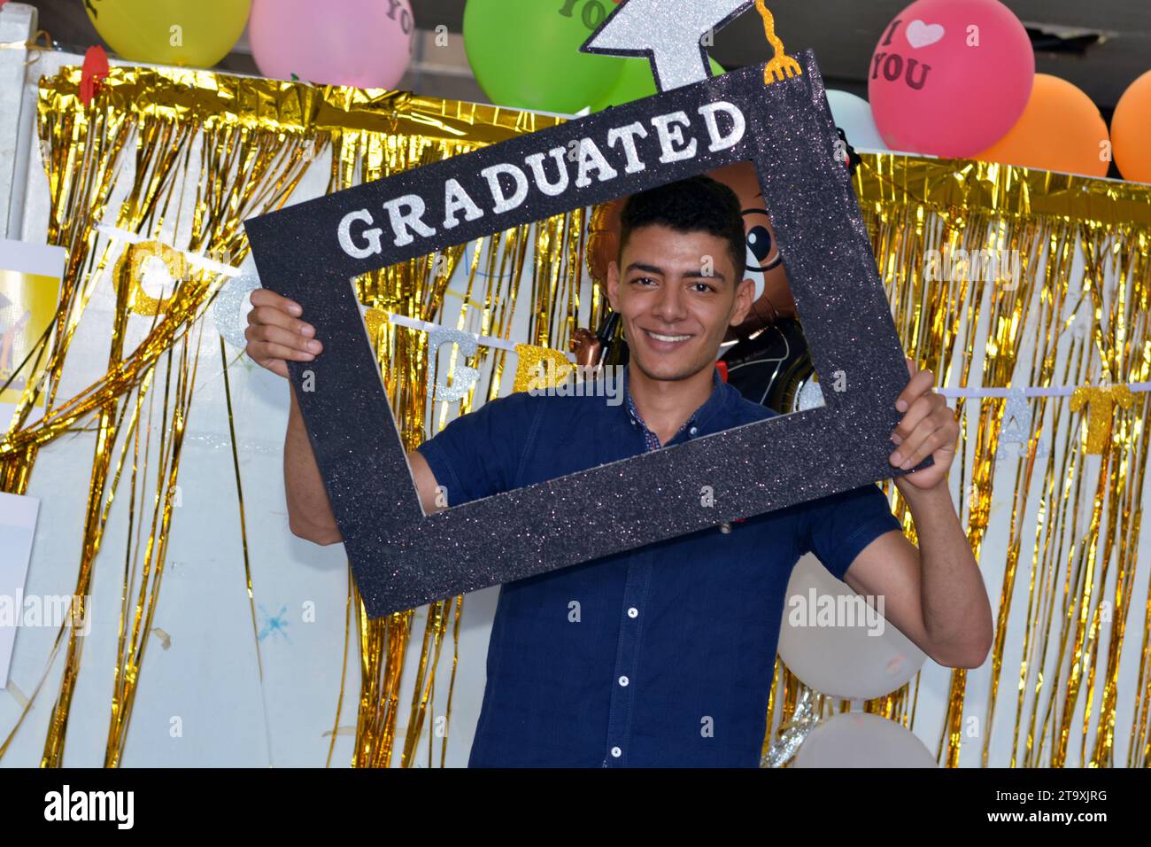 Cairo, Egypt, July 11 2021: preparations for a graduation party ...