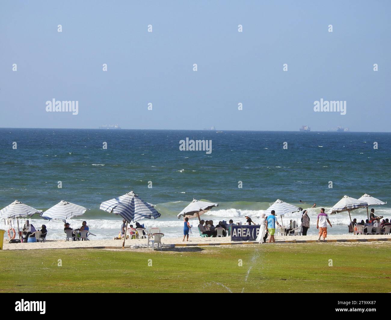 Alexandria, Egypt, September 9 2022: Alexandria beach, with people on ...