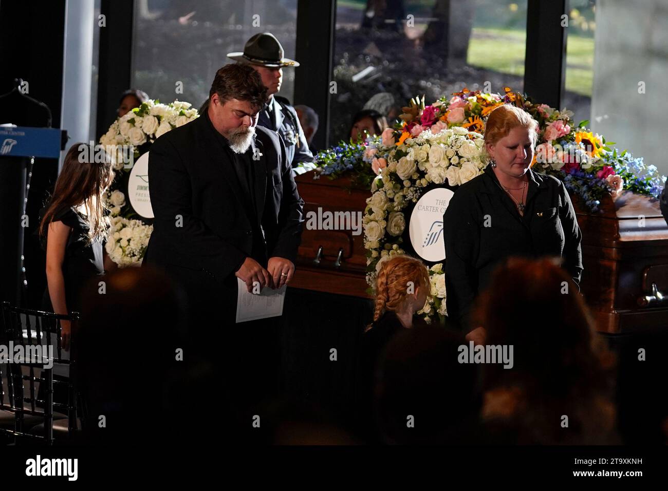 Members of the Carter family depart after a repose service for former ...