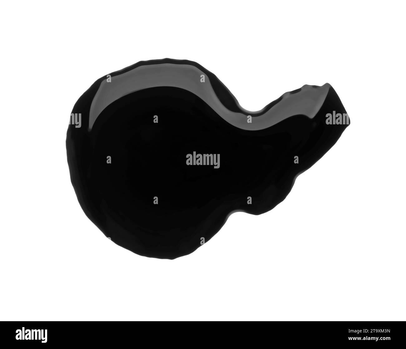 Blot of black liquid on white background, top view Stock Photo - Alamy