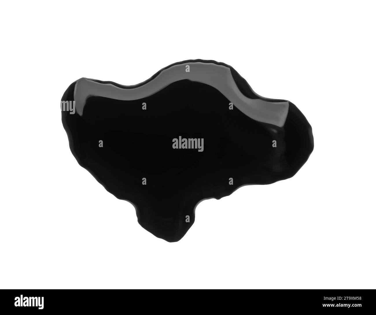 Blot of black liquid on white background, top view Stock Photo - Alamy