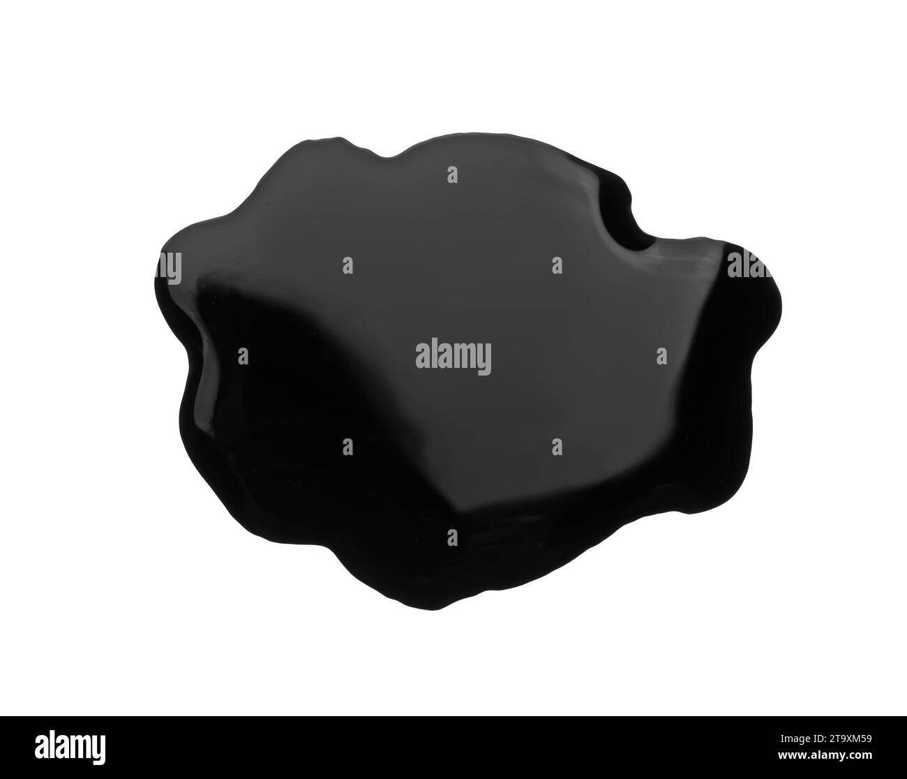 Blot of black liquid on white background, top view Stock Photo - Alamy
