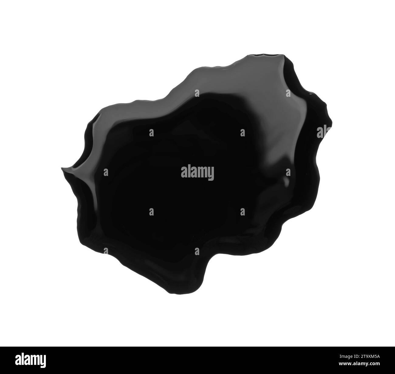 Blot of black liquid on white background, top view Stock Photo - Alamy