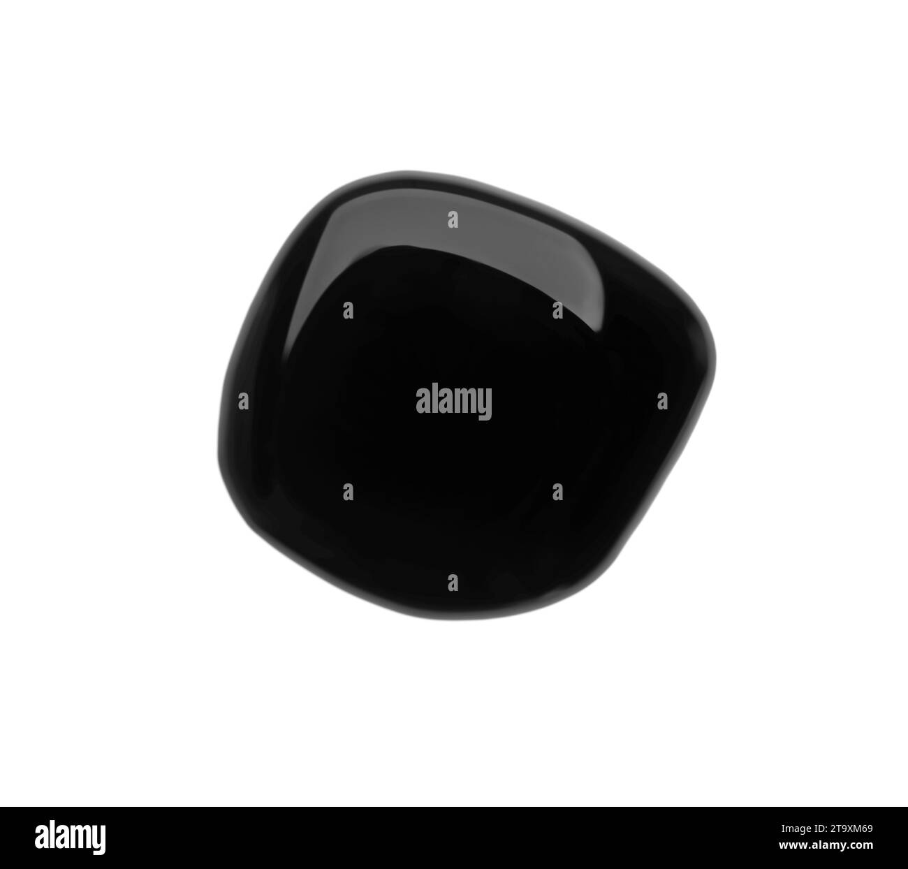 Blot of black liquid on white background, top view Stock Photo - Alamy