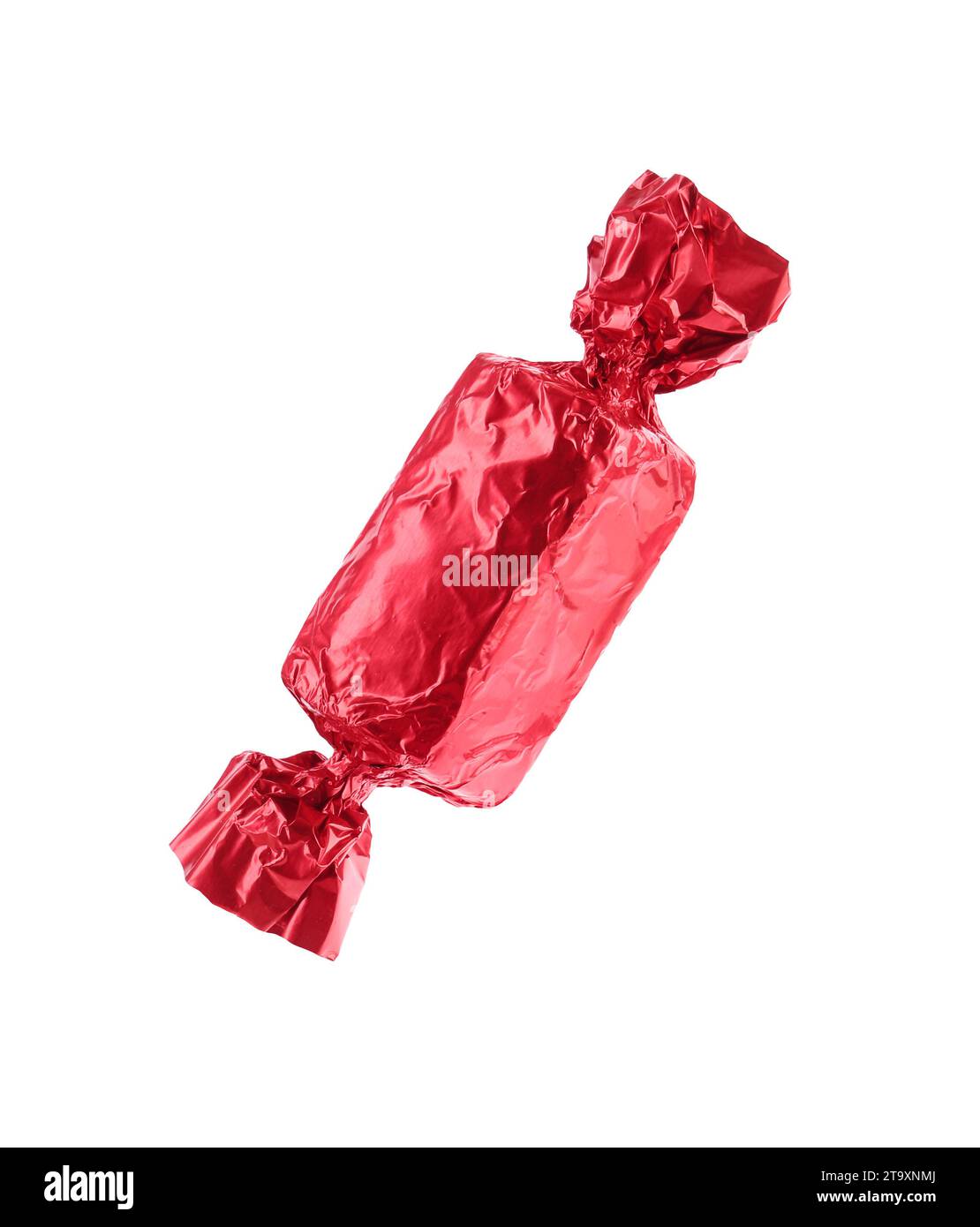 Tasty candy in red wrapper isolated on white Stock Photo - Alamy