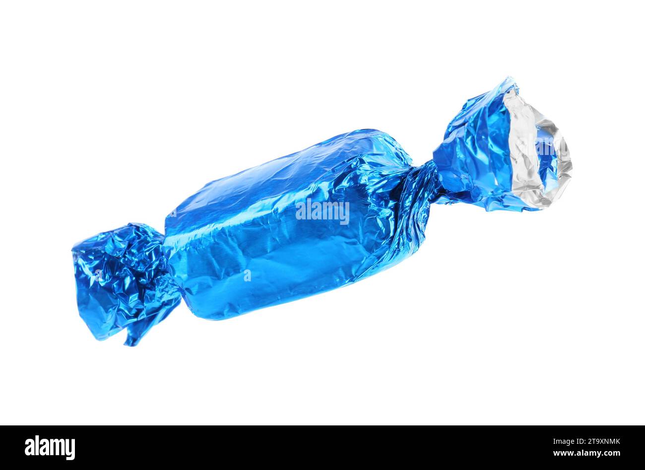 Tasty candy in light blue wrapper isolated on white Stock Photo - Alamy