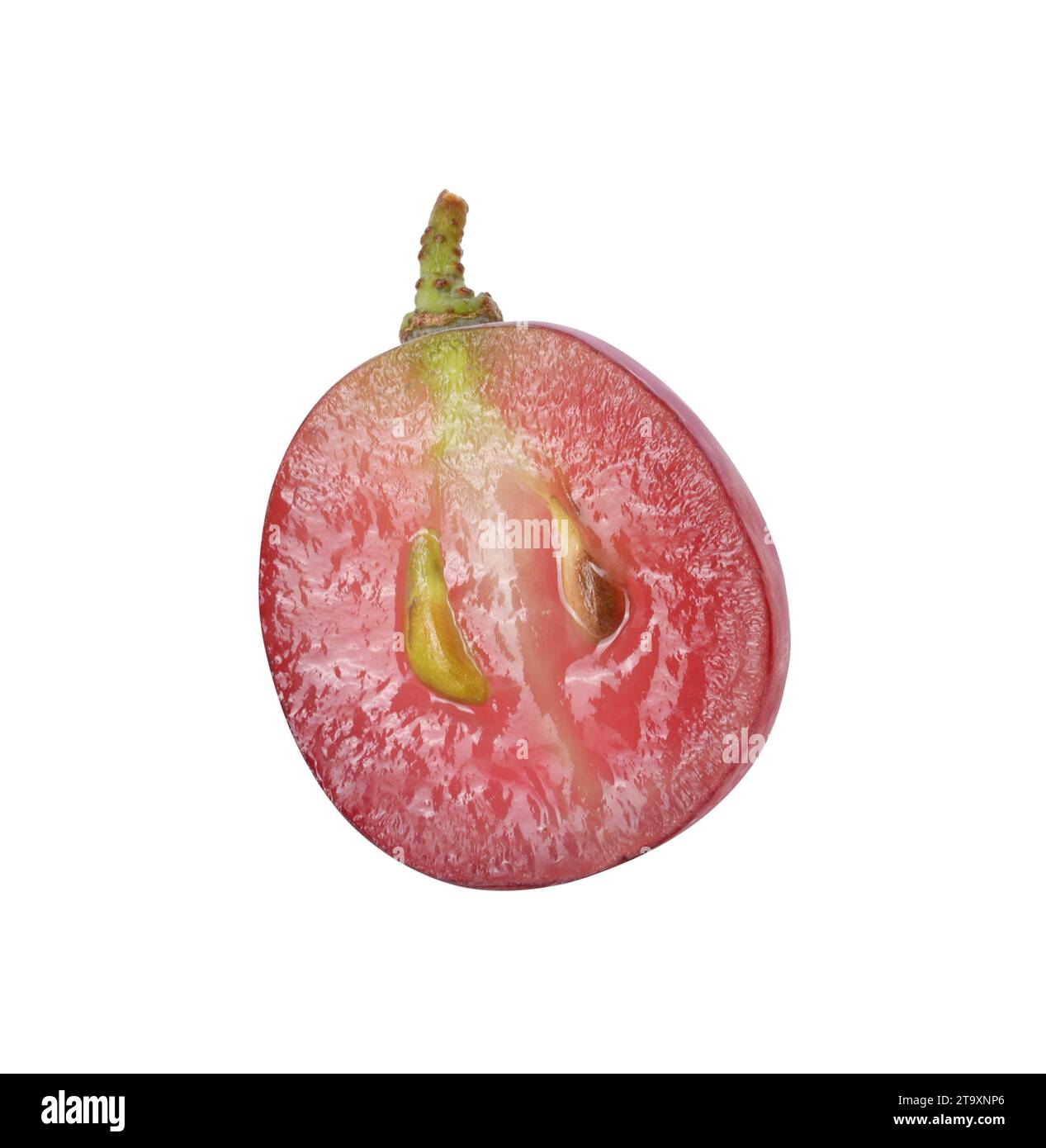 Half of ripe red grape isolated on white Stock Photo - Alamy