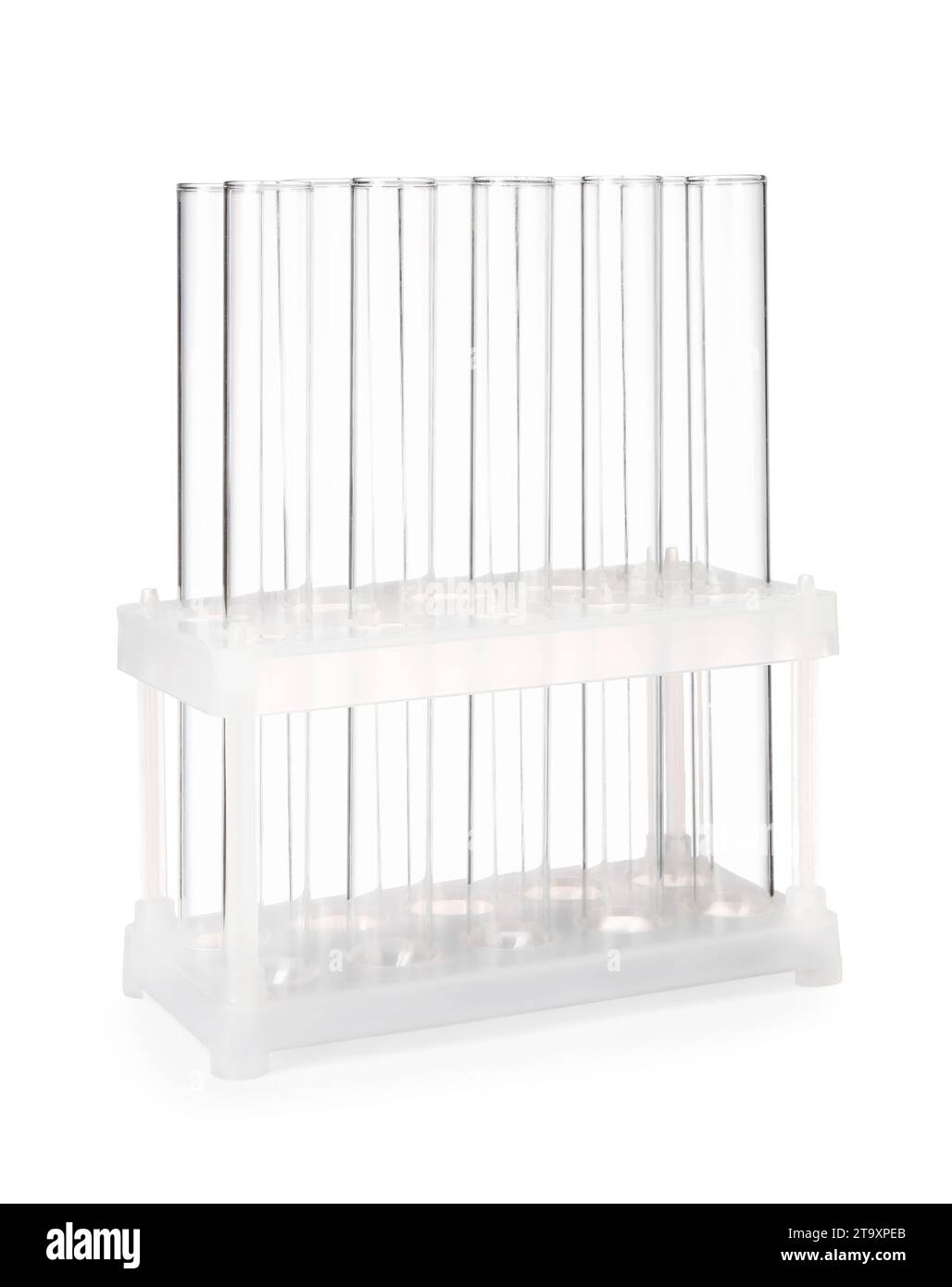 Stand with empty test tubes isolated on white Stock Photo - Alamy