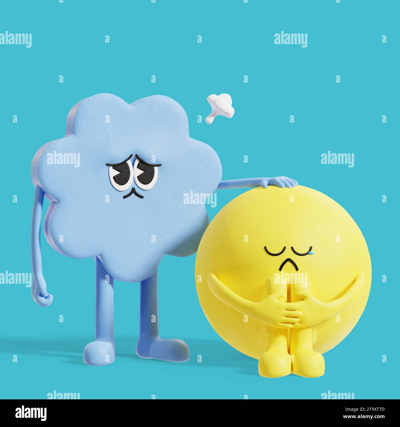 character soothing a depressed friend 3d graphic Stock Photo - Alamy