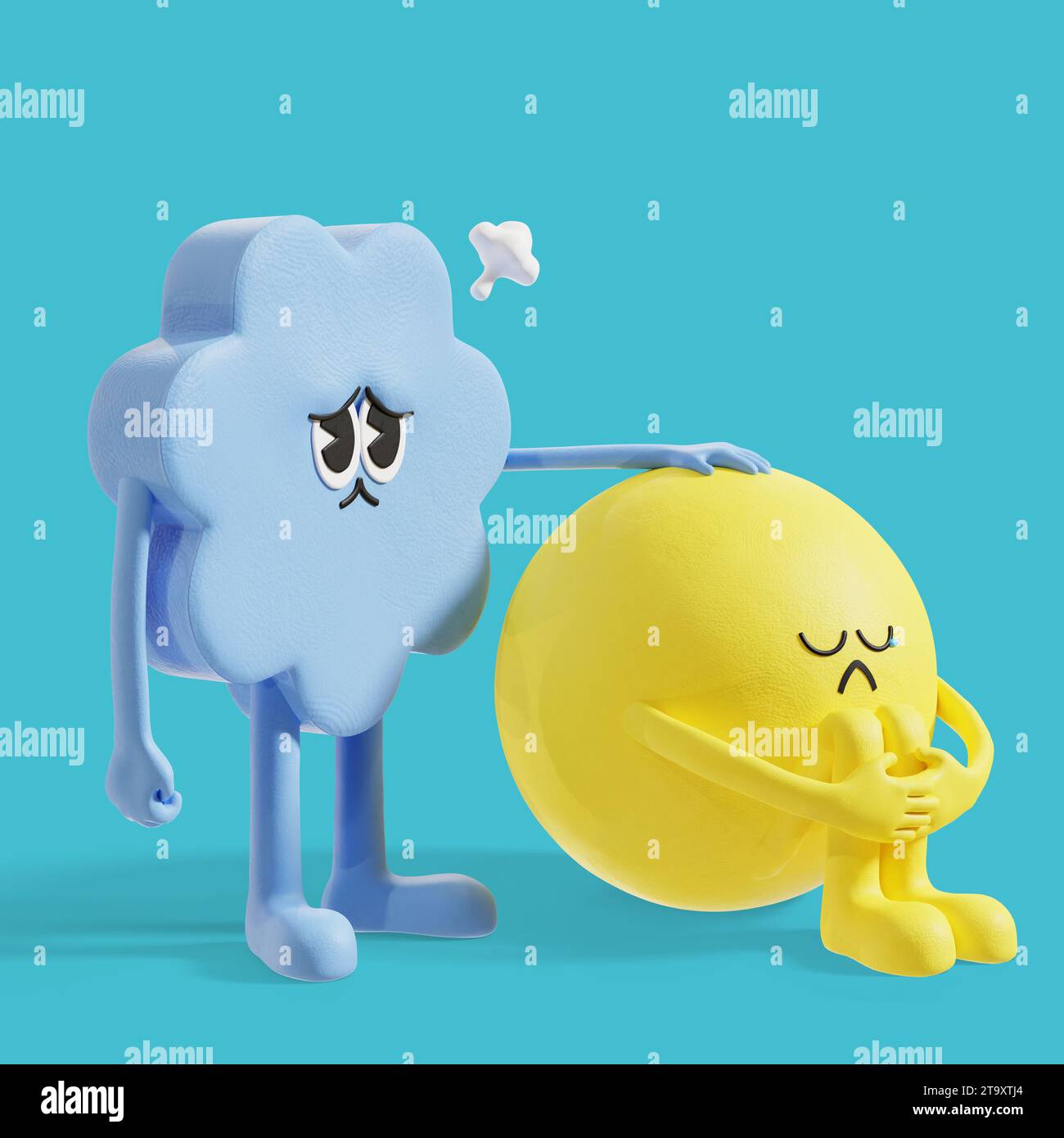 character soothing a depressed friend 3d graphic Stock Photo - Alamy