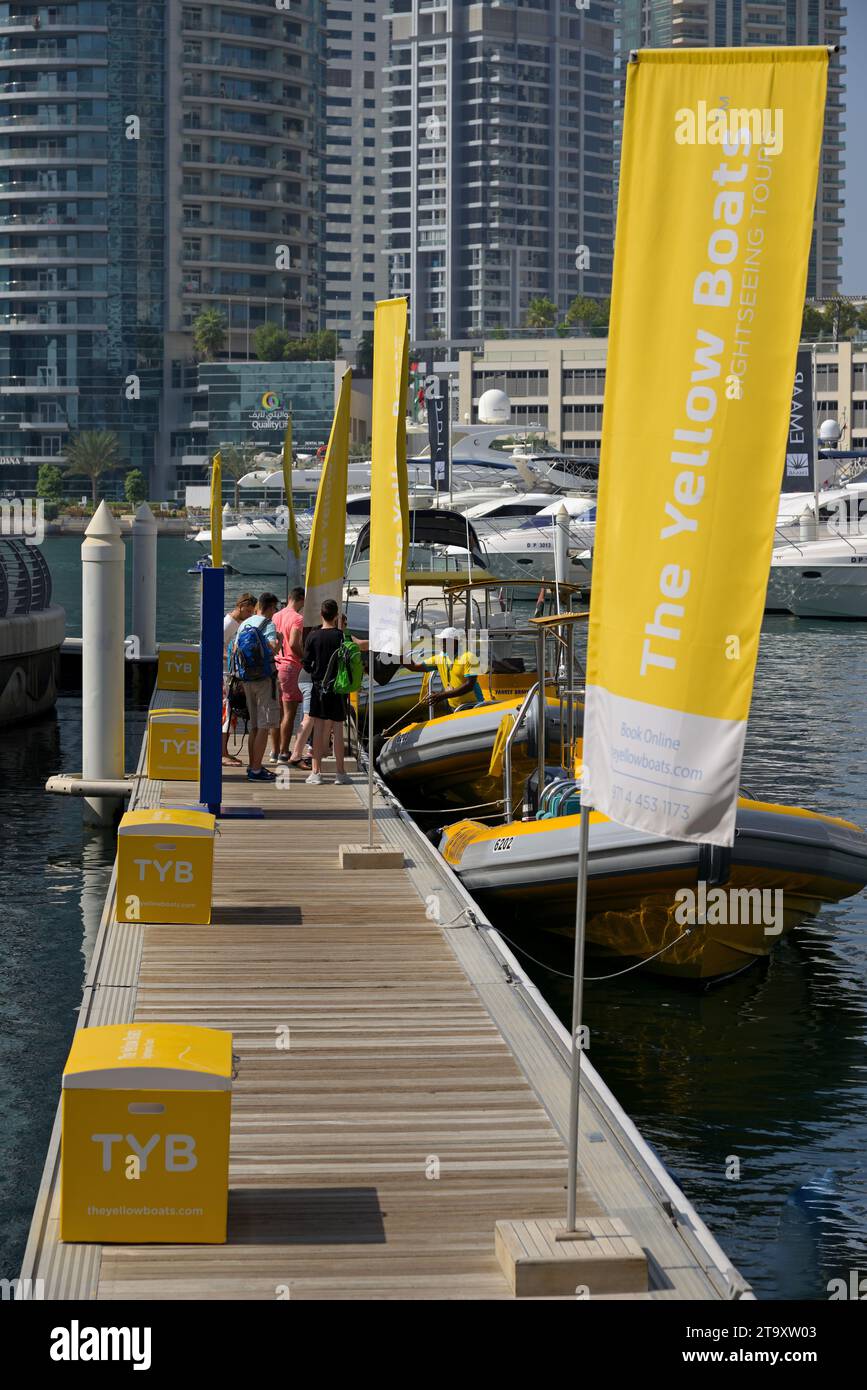 The Yellow Boats, Dubai Marina UAE Stock Photo - Alamy