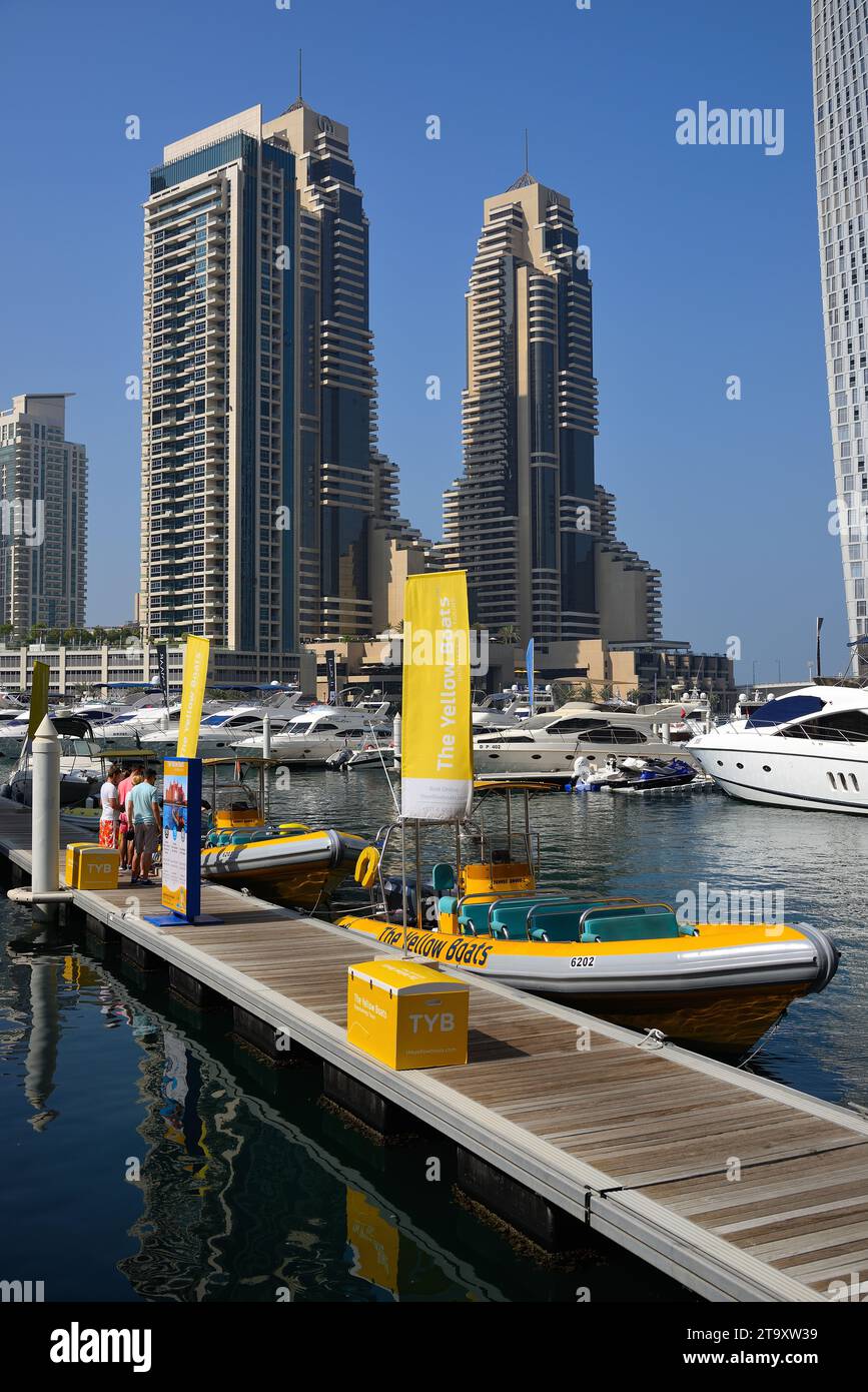 The Yellow Boats, Dubai Marina UAE Stock Photo - Alamy