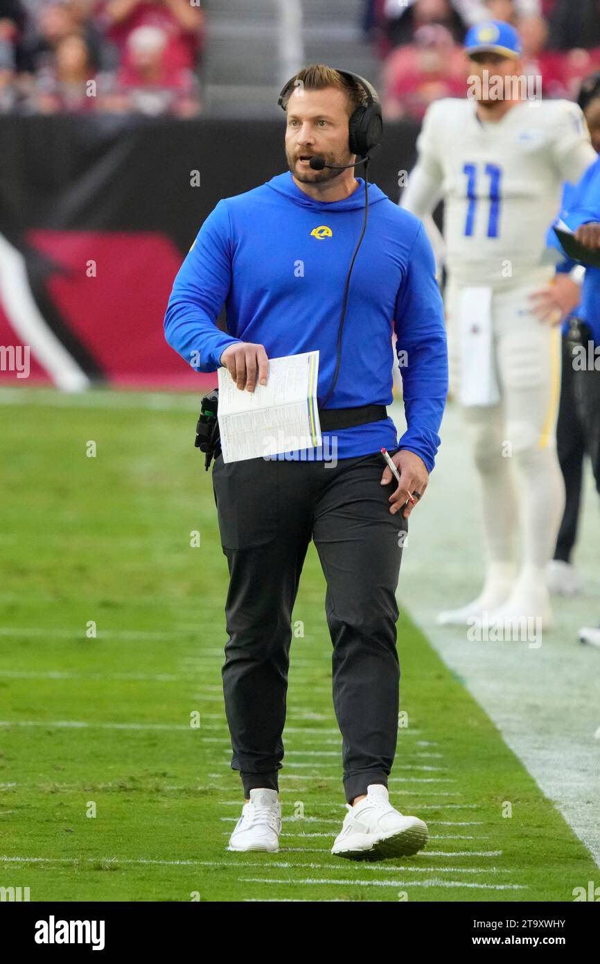 Los Angeles Rams head coach Sean McVay during the first half of an NFL ...