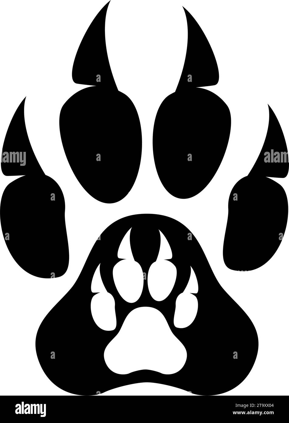 Big Paw with a Small Paw Inside, and Claws on White Background Stock ...
