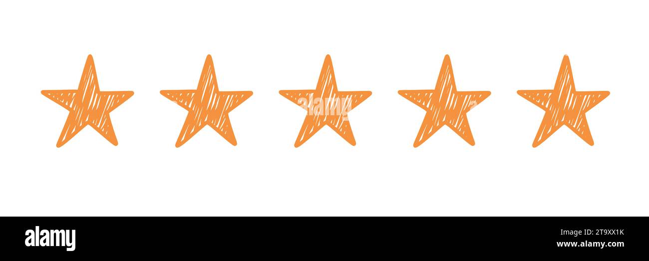 Five star doodle. Hand drawn quality, review yellow five star ...