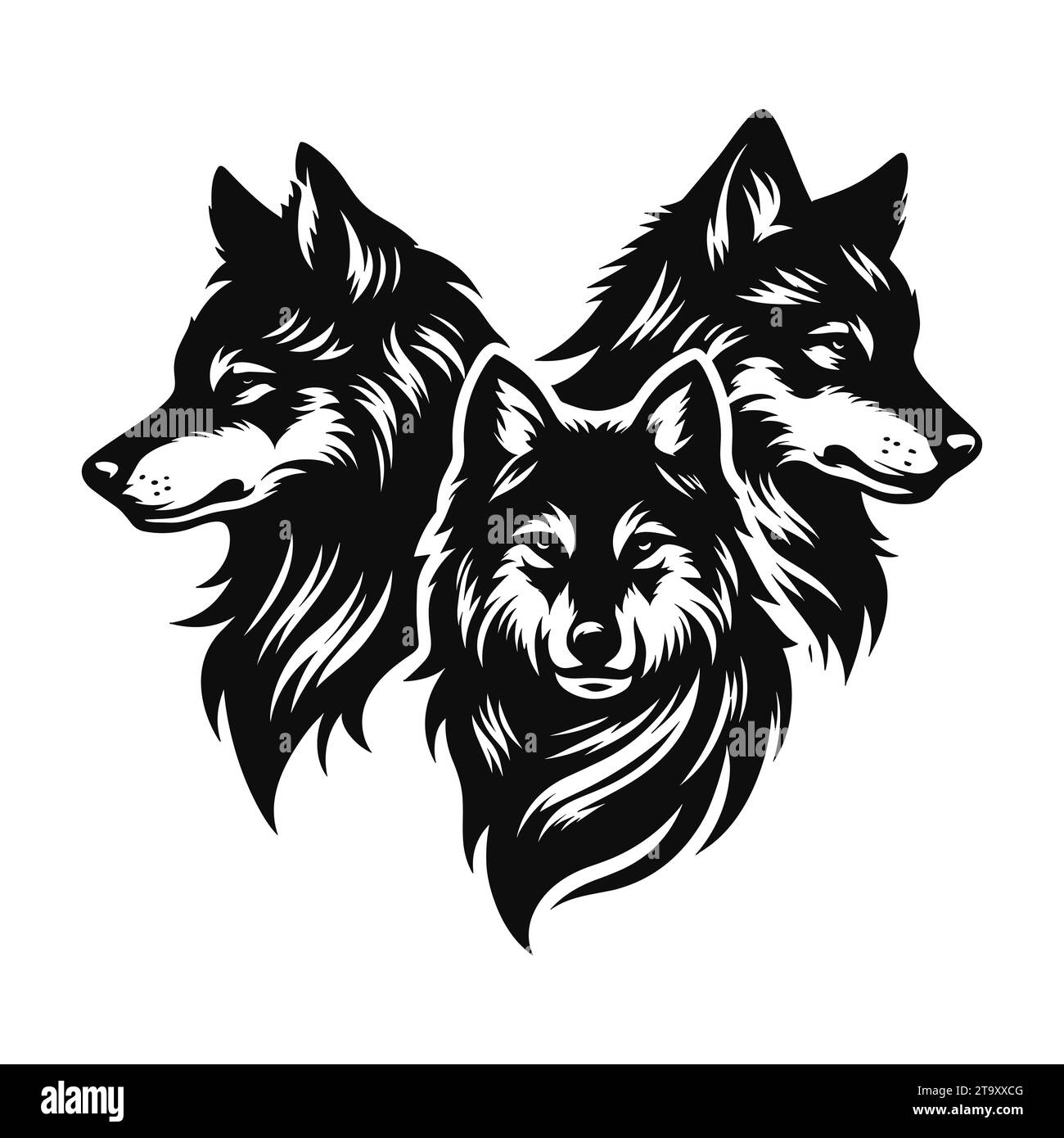 Set of wolf silhouettes isolated on a white background, Vector ...