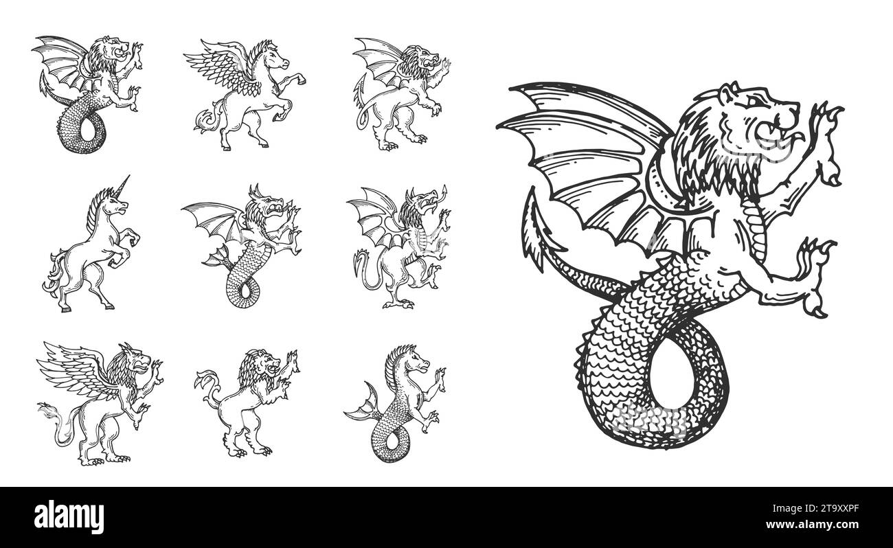 Mythical creatures vector vectors Cut Out Stock Images & Pictures - Alamy