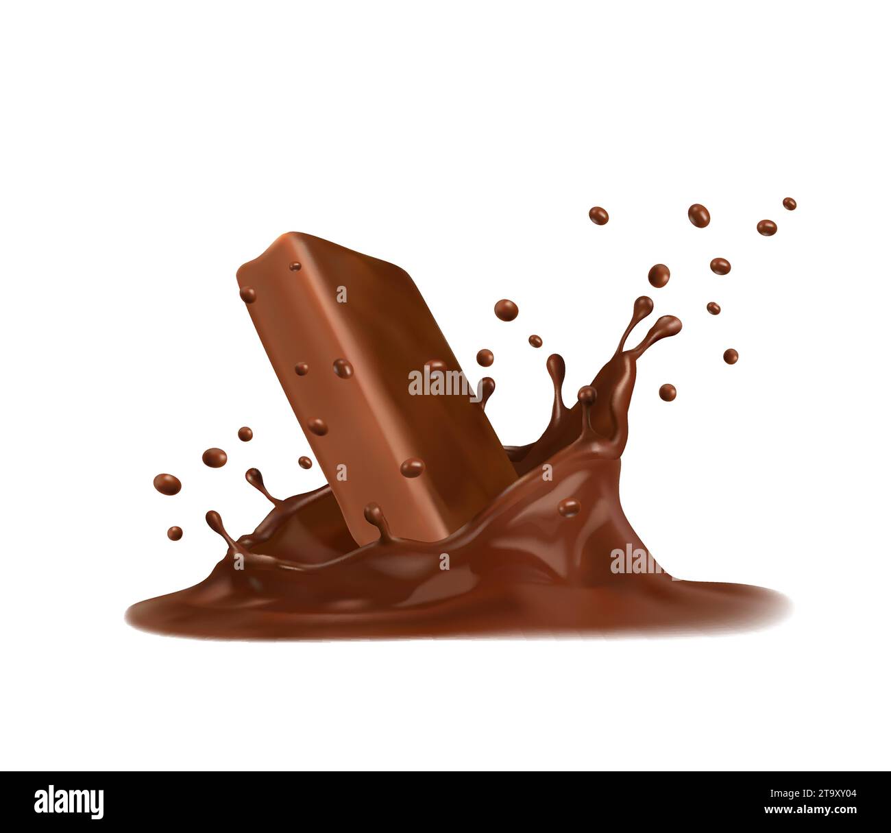 Chocolate bar with corona splash of choco milk cream whirl with drops ...