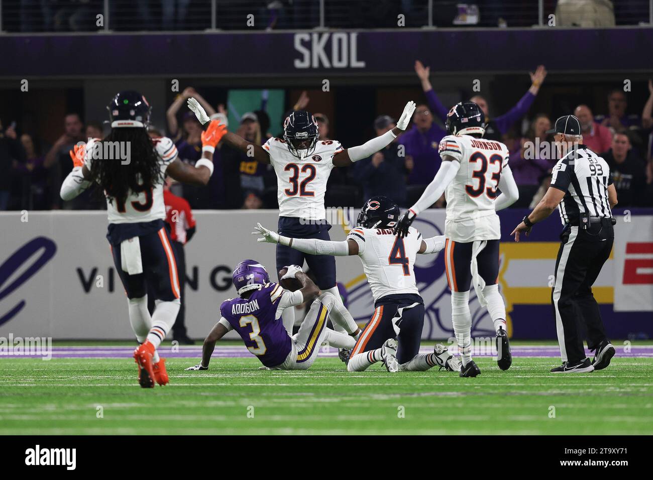 Chicago Bears cornerback Terell Smith (32) and Chicago Bears safety ...