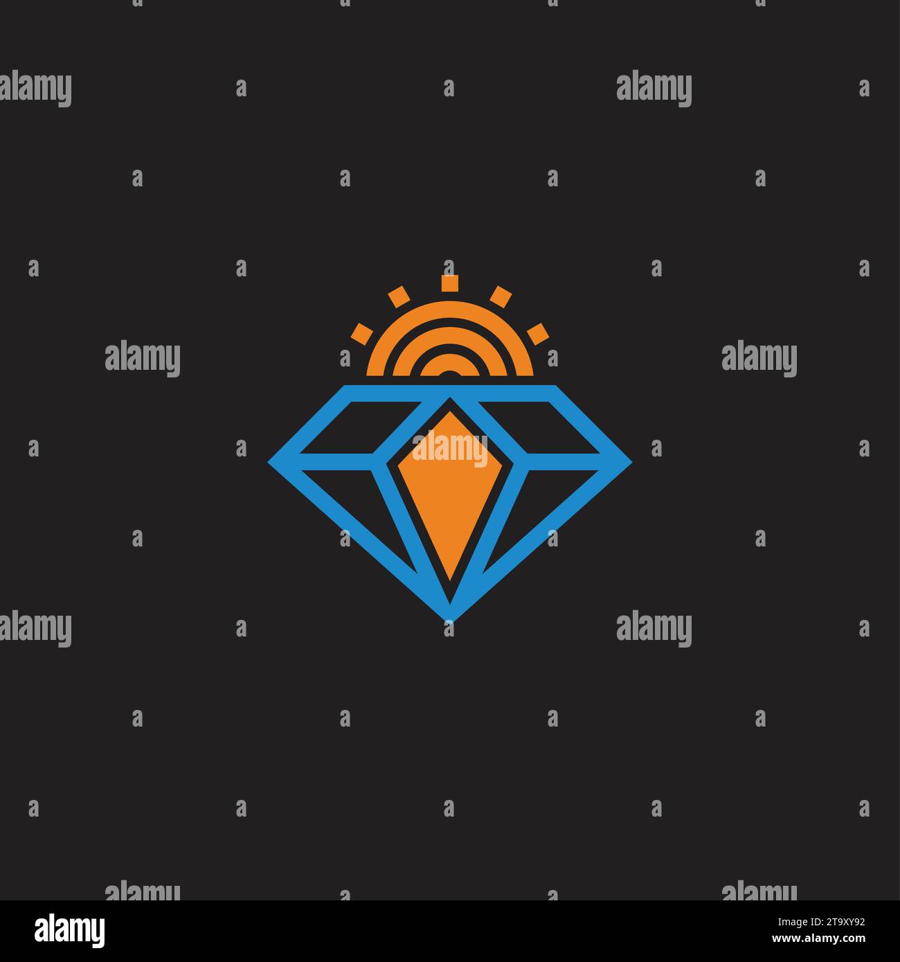simple sun gold blue diamond simple geometric logo vector Stock Vector ...