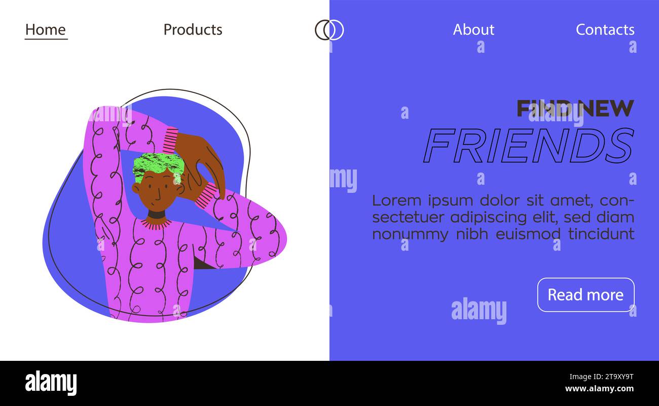 Colorful banner for website with illustration of young black-skinned ...