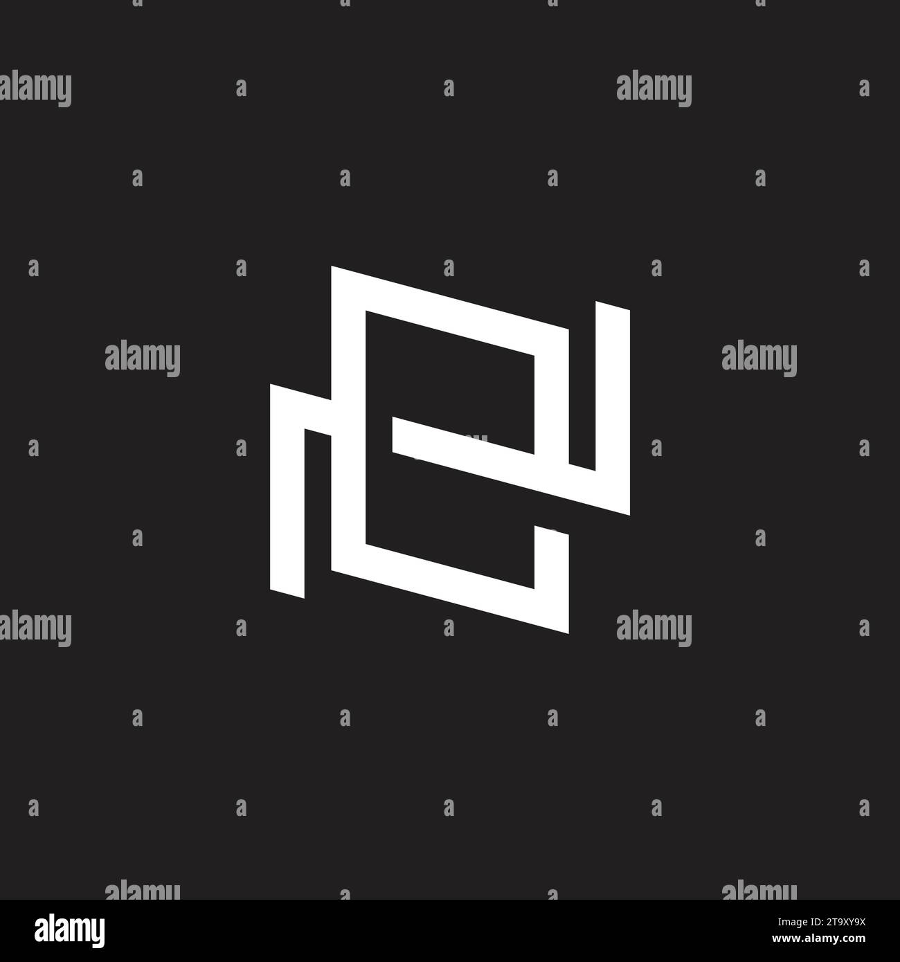 letter ne flat 3d geometric overlap simple line logo vector Stock ...