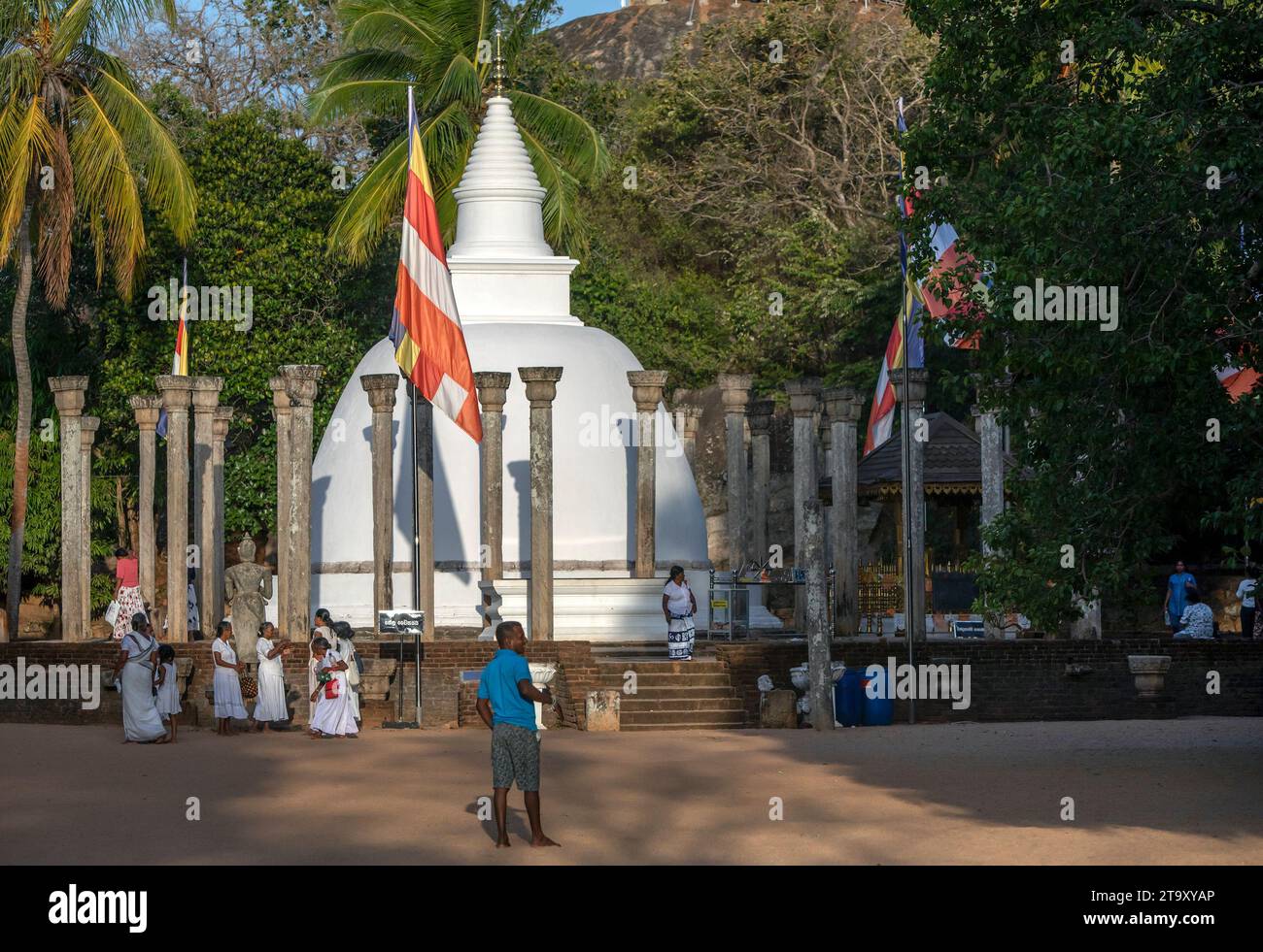 The ancient platform and stone carved pillars which surround the ...