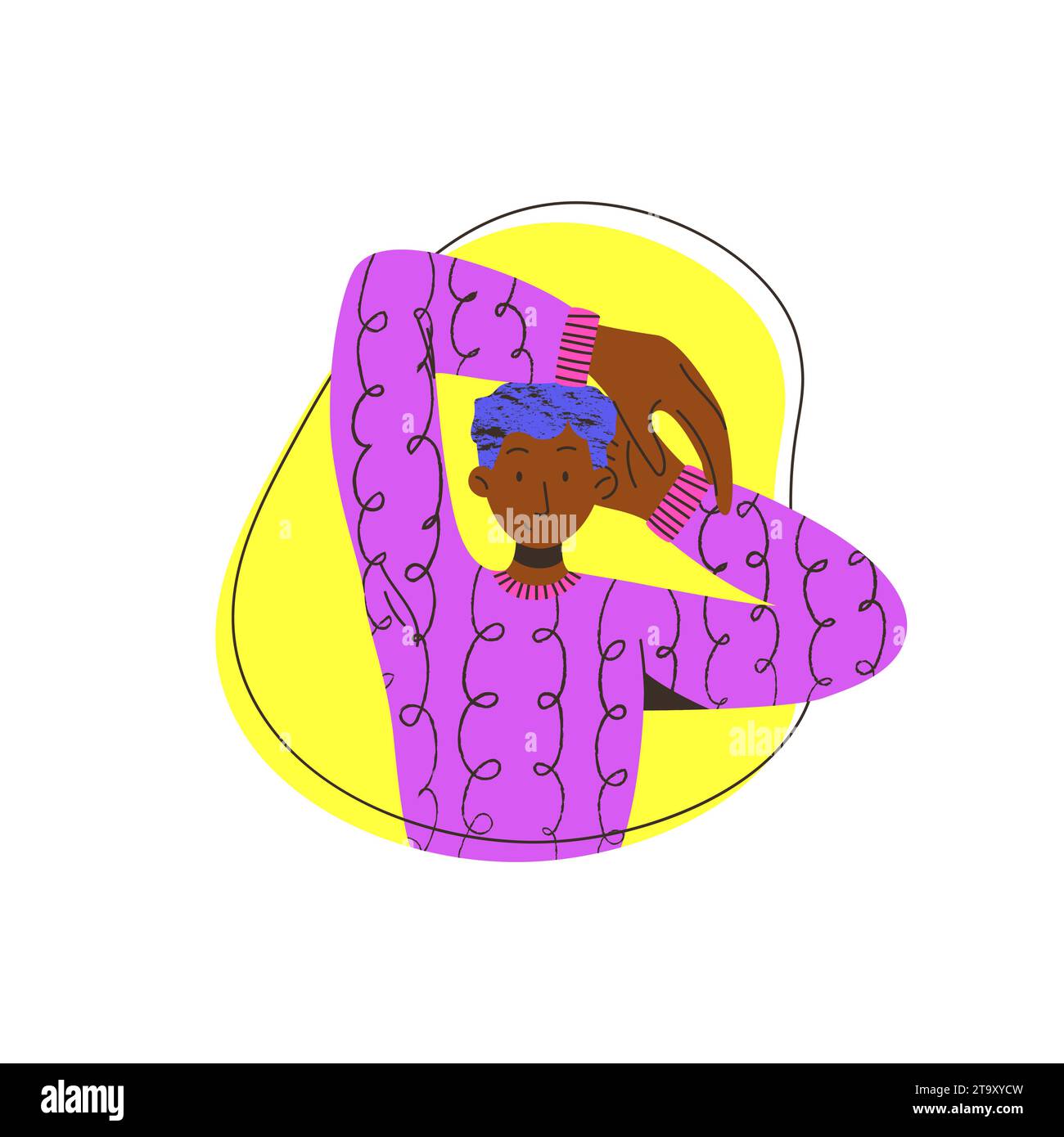 Young black-skinned man on the yellow background. Trendy colorful flat ...