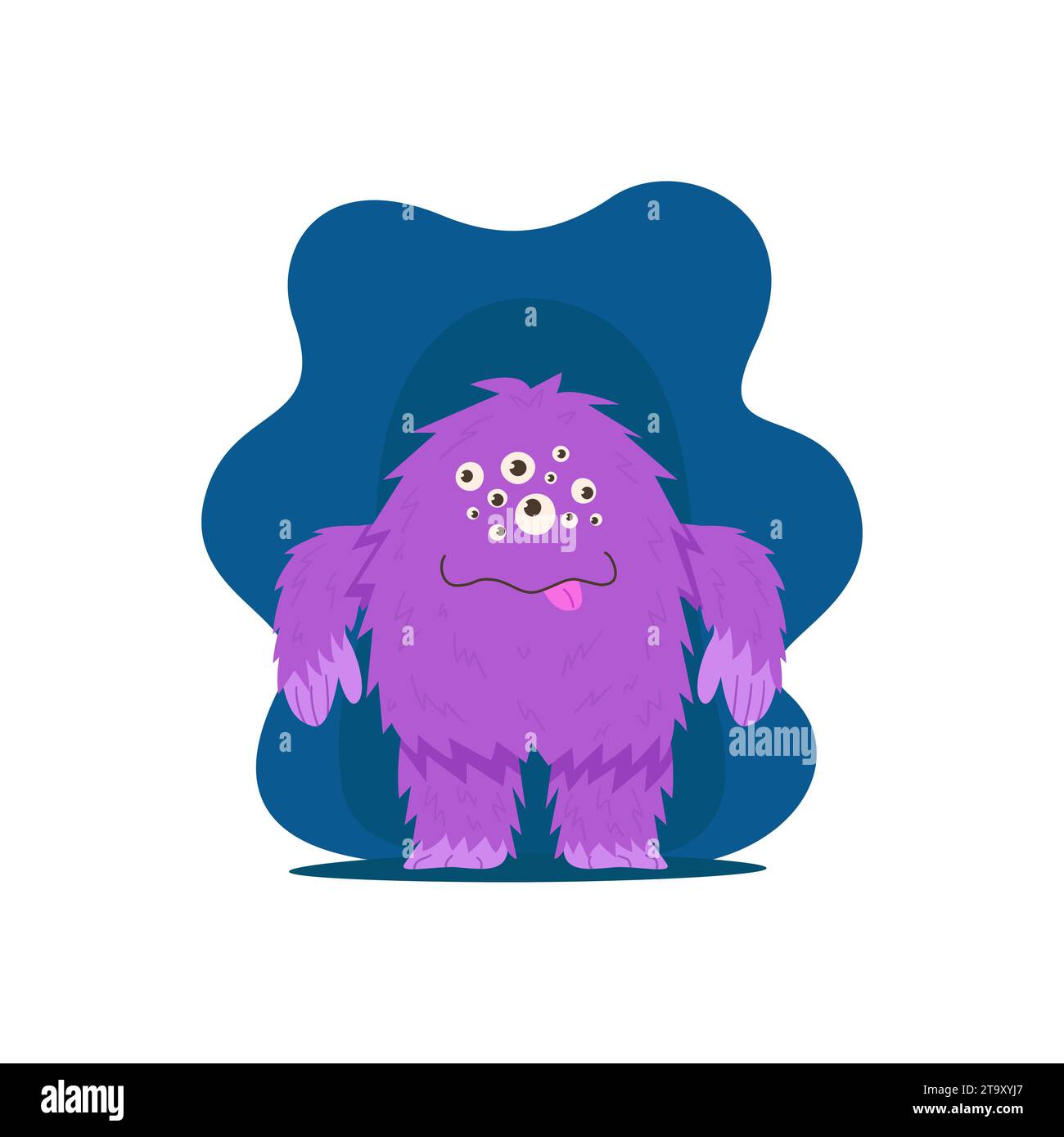 Cute alien character with many eyes vector illustration. Friendly huge ...