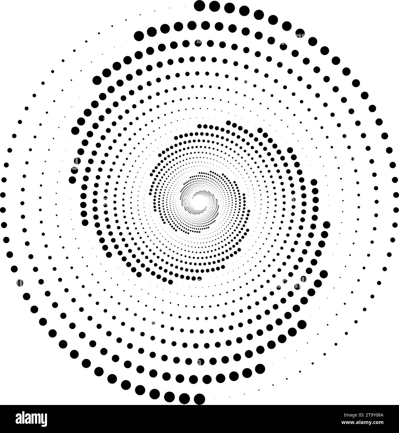 Dotted spiral lines element. Radial spinning halftone texture. Circle ...