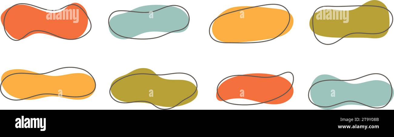 Abstract Organic Shapes Collection Long Irregular Liquid Forms Set Amoeba Blobs Blotches